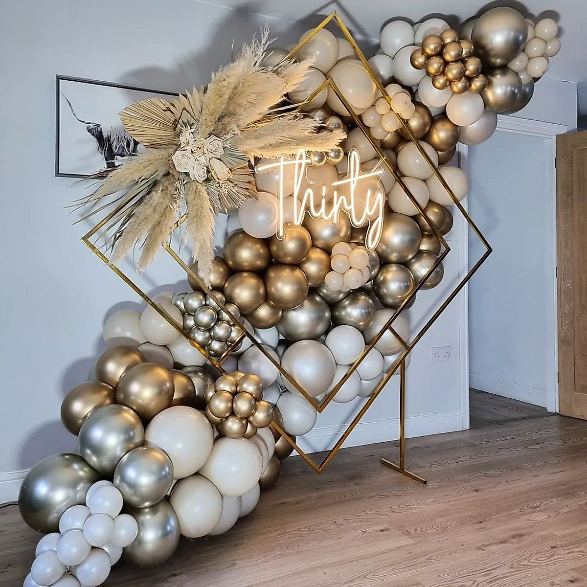 Sand White Balloon Garland Arch Kit,158PCS Blush White Nude Balloons Metallic Chrome Gold Silver Balloons for Boho Wedding Bridal Baby Shower Engagement Anniversary Birthday Party Decorations