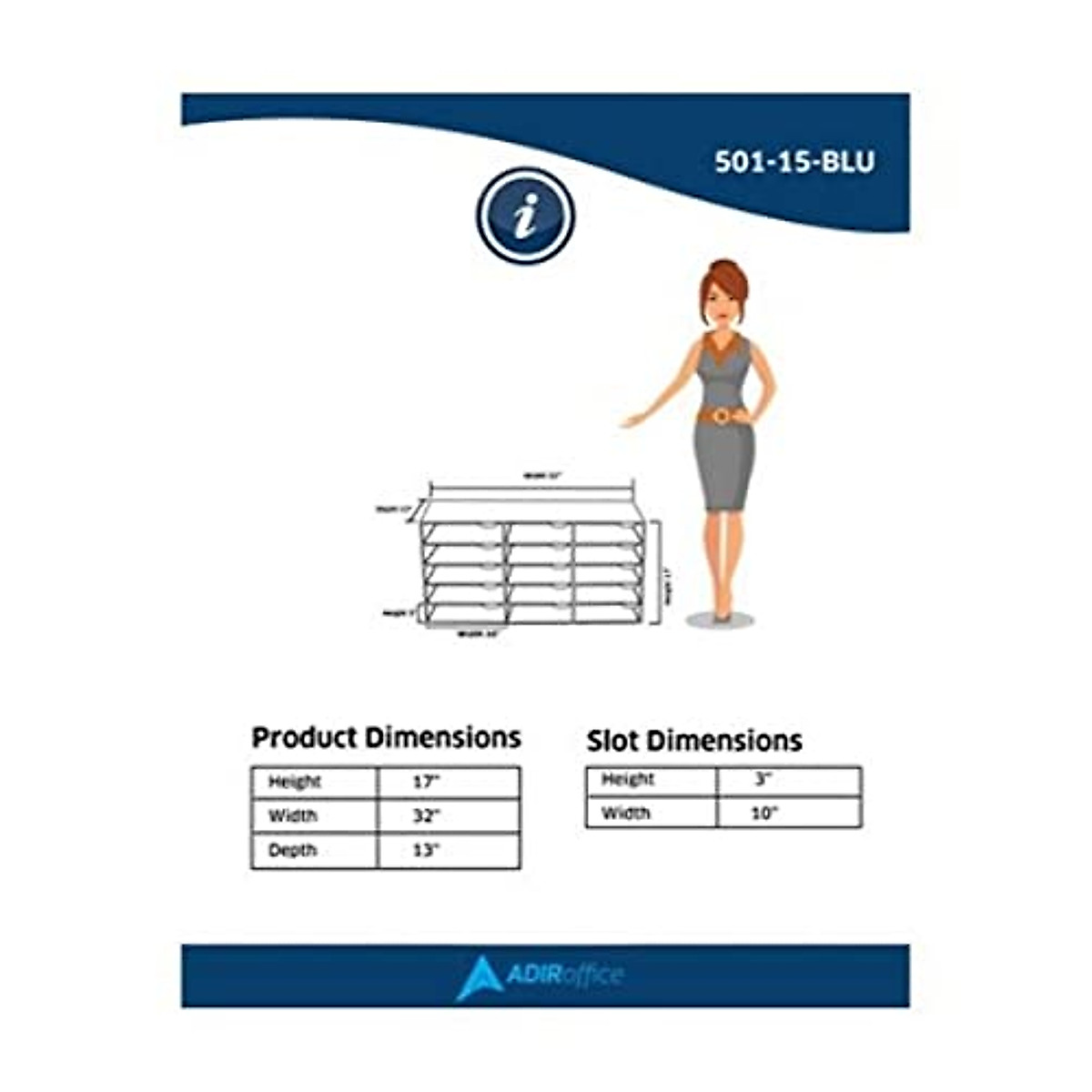 AdirOffice Cardboard Paper Organizer - Classroom Mailbox, Literature Organizers, Office Sorter Mailboxes, Construction papers Storage with Slots, Compartment Shelf Holder (15 Slot, Black)