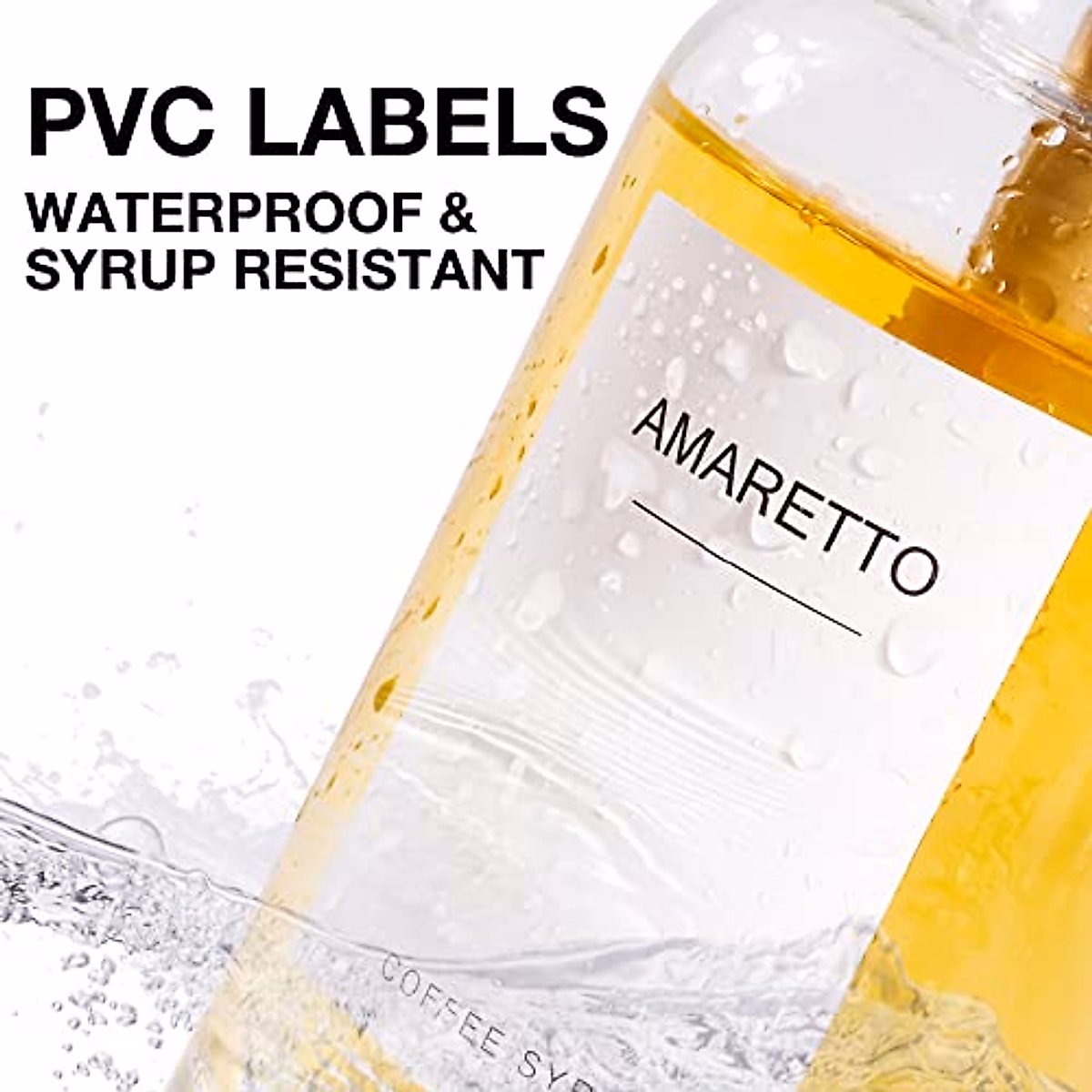 Mustry Coffee Syrup Labels for Coffee Bar Labels for Coffee Syrup Bottles (Standard)