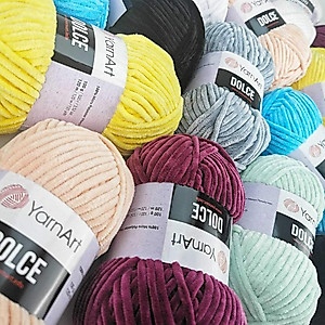 Yarn Art Dolce Yarn 100% MicroPolyester Velvet Blanket Amigurumi Super Bulky :6 Baby Chenille Yarn (1 Skein, 769-DARK Pink)