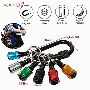 6 Color Drill Extension Bit Holder, 1/4inch Hex Shank Aluminum Alloy Screwdriver Bits Holder Extension Bar Drill Screw Adapter Change Keychain Portable 2023 Upgraded