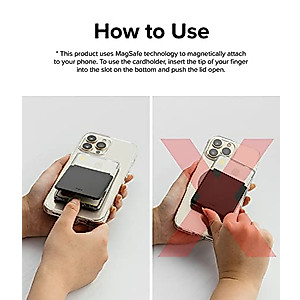 Ringke Magnetic Stand Slot Card Holder [Phone Wallet + Stand] ID & Credit Card Holder for Phone Case, Magnetic Card Wallet Compatible with Magsafe, iPhone 13, 12, Pro Max Mini - Clear & Light Gray