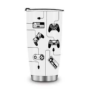 WIRESTER 20 OZ Stainless Steel Tumbler With Lid, Double Wall Vacuum Insulated Tumbler, Coffee Travel Mug Cup for Hot Cold Drinks - Black Game Controllers