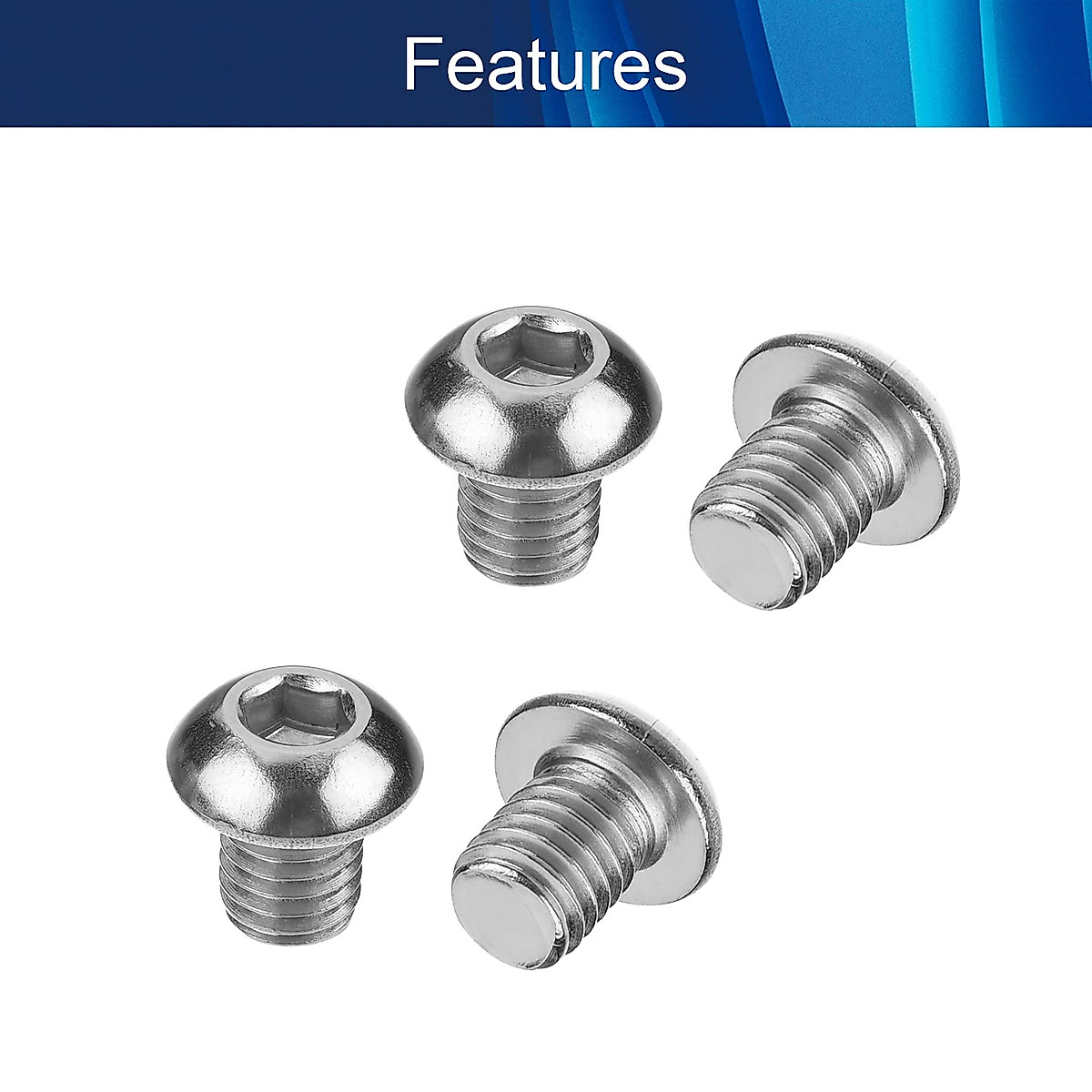 Juvielich 20Pcs M8x10mm Hex Socket Head Machine Screws Carbon Steel Inner Hex Socket Round Head Screw Fasteners Furniture Bolts Silver