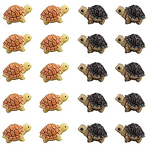 MAOMIA 20 Pcs Miniature Turtle Resin Figurine Plant Pot Fish Tank Decorations Fairy Garden Mini Tortoise Micro Landscape Decor Ornament