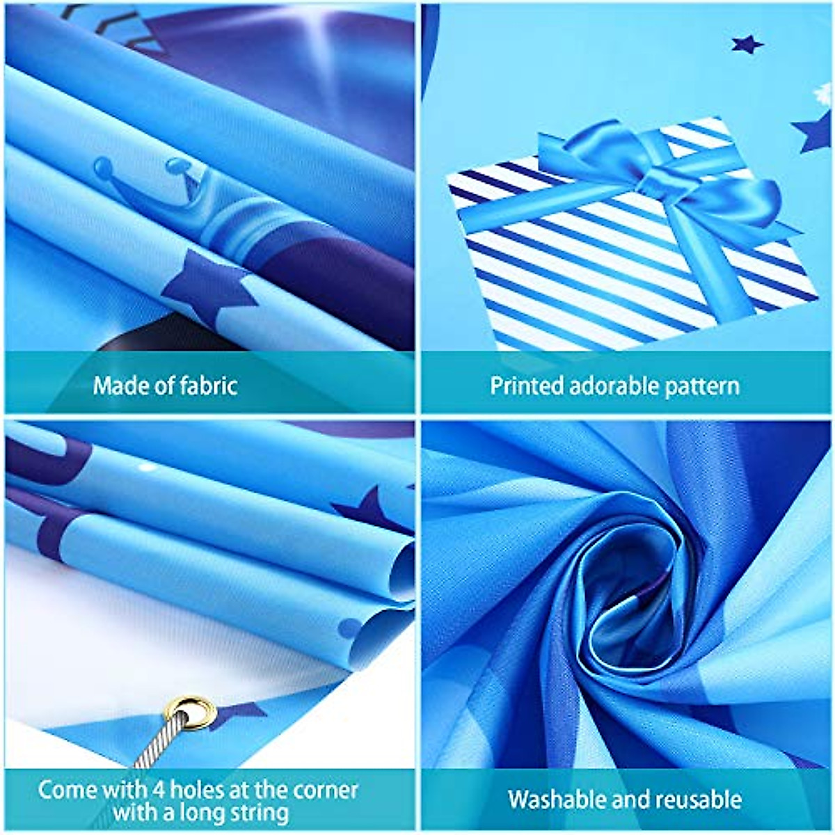 Happy 1st Birthday Backdrop Banner Blue Newborn Boys First Birthday Backdrop Photography Background for 1st Birthday Baby Shower Party Decorations Supplies 72.8 x 43.3 Inch