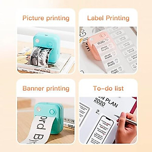 HXBER Mini Printer, Mini Pocket Printer Portable Thermal Instant Photo Printing Label Maker Machine BT Wireless Connect Compatible with Android or iOS APP Support Receipt Label Memo Sticker Notes