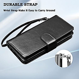 Takfox Galaxy S21 FE 5G Case, for Samsung S21 FE 5G Wallet Case PU Leather Flip Case Cover with Magnetic Closure [9 Card Slots] Card Holder Kickstand for Women Men Folio Detachable Phone Case-Black