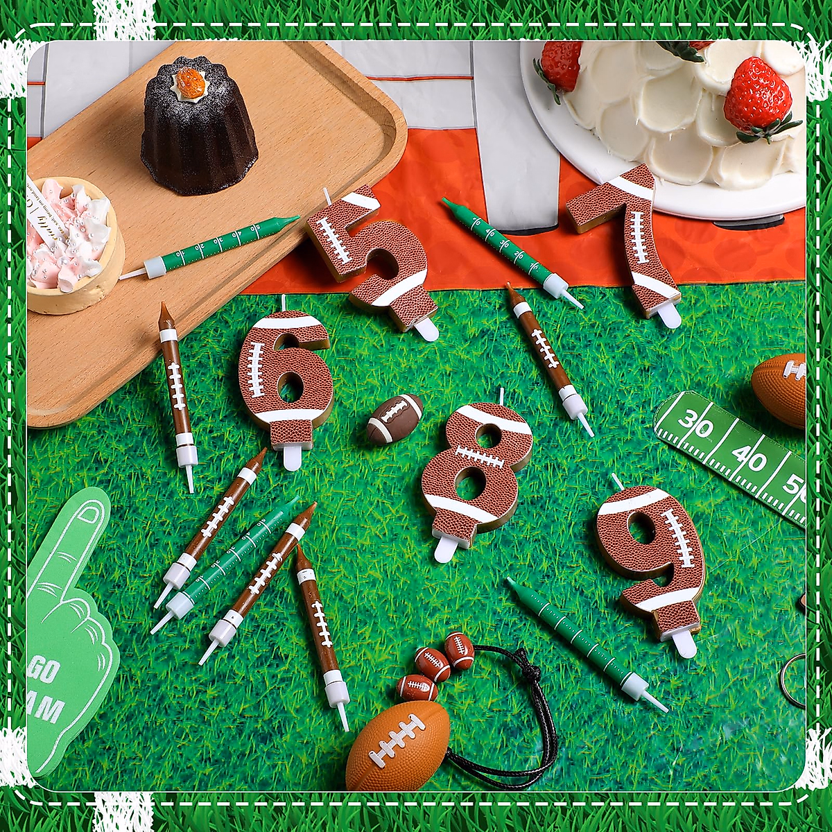 Photect 11 PCS Football Birthday Candles Number 5-9 Candle Football Cake Topper Decor Football Themed Birthday Cake Decorations for Boys Girls Kids Party Supplies (Number 7)