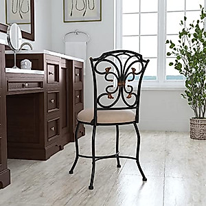 Hillsdale Furniture Sparta Vanity Stool, black with gold highlighted accents