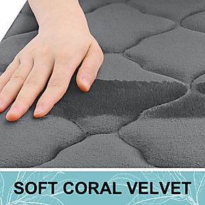 OLANLY Memory Foam Bath Mat Rug 24x16, Ultra Soft Non Slip and Absorbent Bathroom Rug, Machine Wash Dry, Comfortable, Thick Bath Rug Carpet for Bathroom Floor, Tub and Shower, Dark Grey