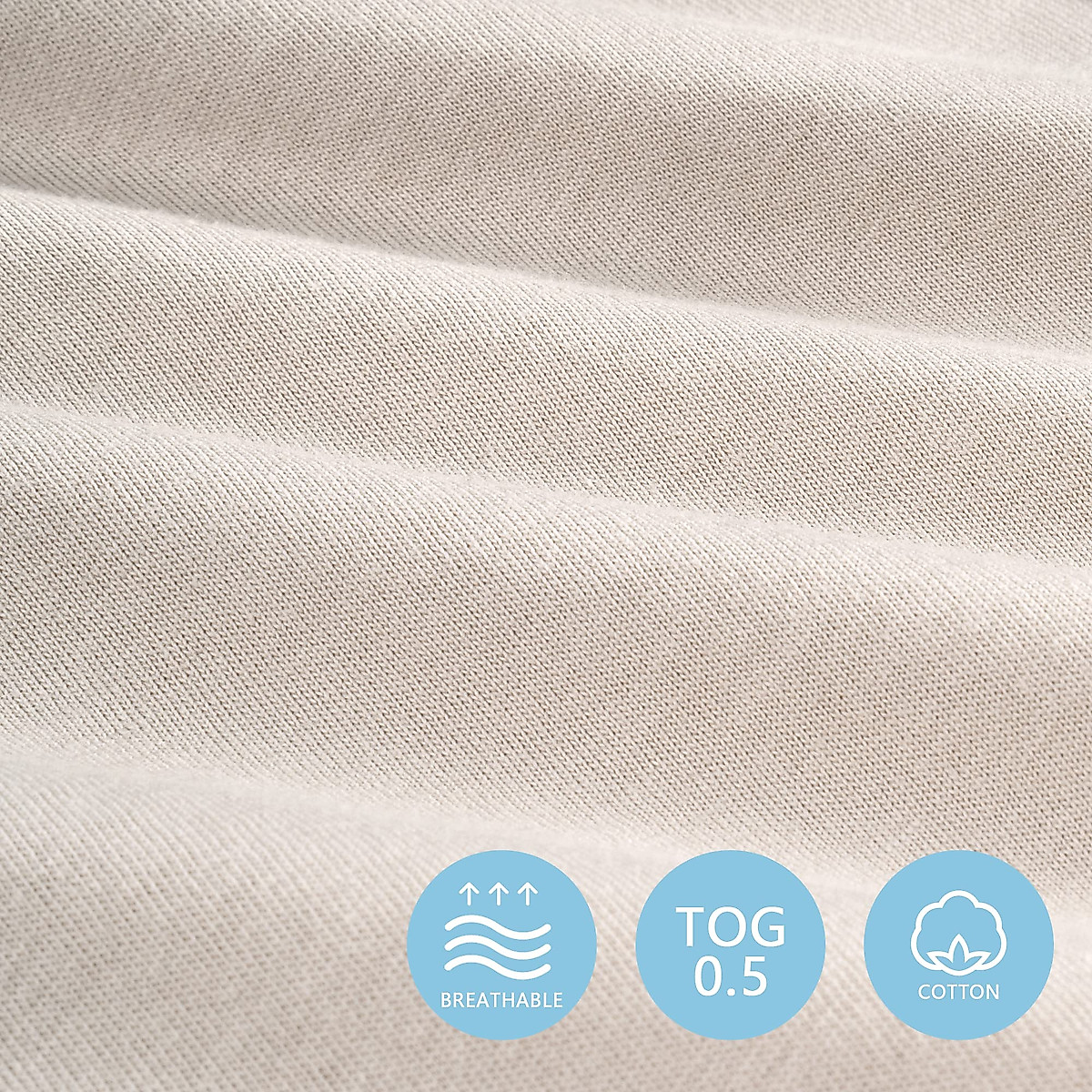 TILLYOU Sleep Sack 1 Pack - Baby Wearable Blanket with 2-Way Zipper, Extra Soft Cotton Sleeveless Sleeping Bag for Infants, 18-24 Months, Nude