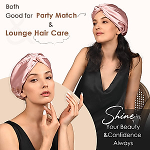 YANIBEST Satin Bonnet Silk Bonnet Sleep Cap for Women Hair Care Adjustable Knotted Turban Hat for Curly Natural Hair