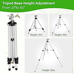 Heavy Duty Impact Sprinkler on Tripod Base, Tripod Sprinkler for Yard Large Area, Extra Tall 360 Degree Rotating Lawn Sprinkler with Brass Nozzle, Waters Up to 90 Ft,Legs Extend Up to 50"