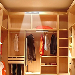 Stick-on Anywhere Portable Little Light Wireless LED Under Cabinet Lights 10-LED Motion Sensor Activated Night Light Build In Rechargeable Battery Magnetic Tape Lights for Closet, Cabinet (Silver1)