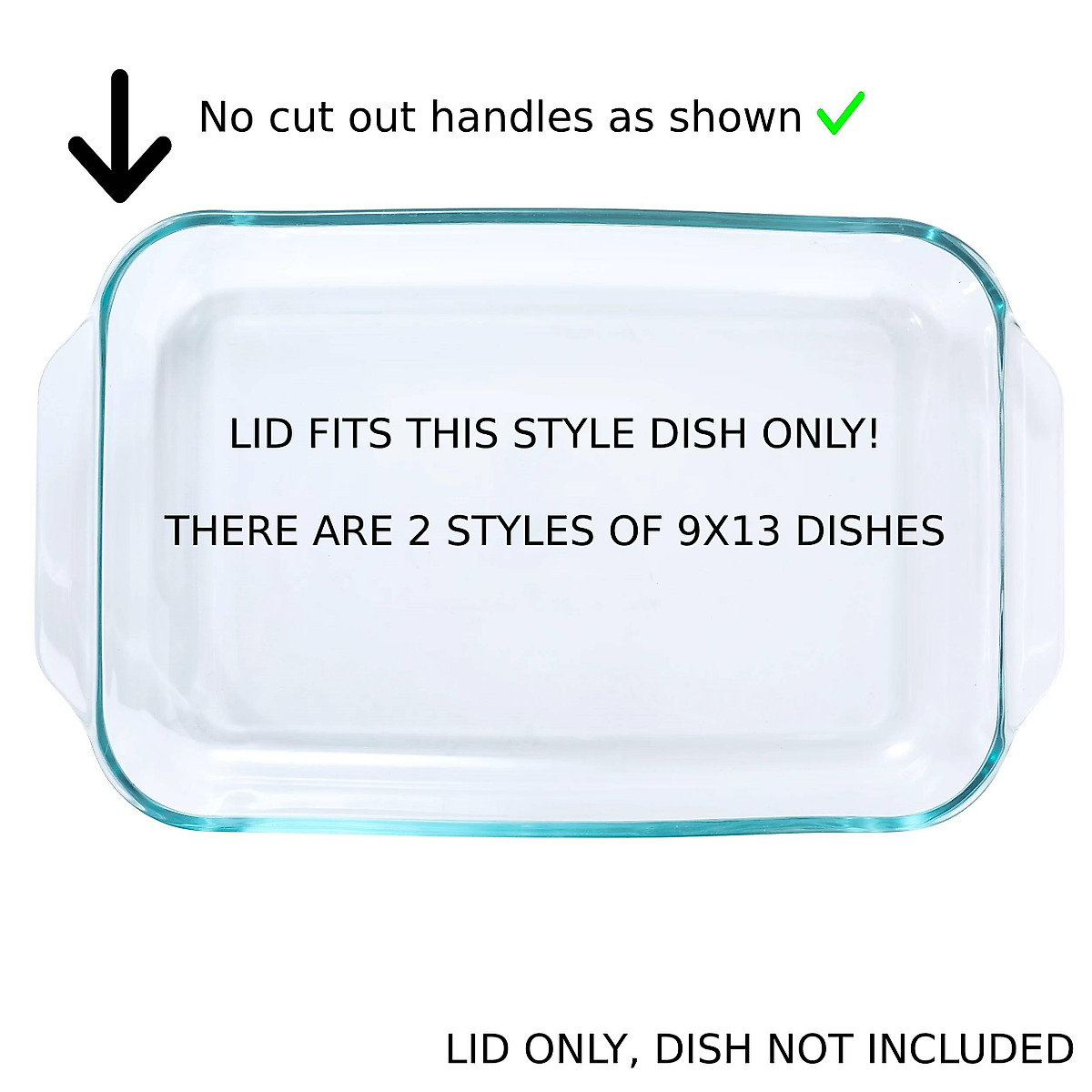 Replacement Lids for Pyrex 9 x 13 Casserole Glass Baking Dish Container Cover 3 QT 233-PC (Turquoise), 2-Pack