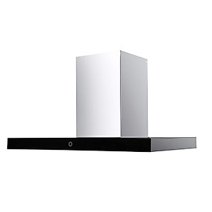 Hauslane | Chef Series Range Hood: 36" WM-739 Wall Mount Kitchen Fan | Contemporary Stainless Steel T Style Hood with Black Glass Panel | 3 Speed Touch Control Wall Mount | Vented or Ductless