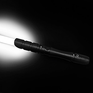 YDDSABER Pro Lightsaber, Jedi Sith Force FX LED Heavy Dueling, Rechargeable Light Saber for Adults & Kids, Metal Hilt, Loud Sound, High Light with FOC, Blaster (White)