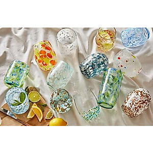 TAG 16 oz. Confetti Glass Stemless Wine Drinkware White Dishwasher Safe Beverage Glassware Dinner Party Wedding Resturant Stemless Wine Glass White