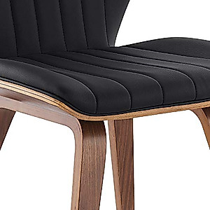 Armen Living Ontario Faux Leather and Wood Dining Chairs-Set of 2, 19" Seat Height, Black/Walnut