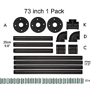 SERENITA 74.5" Super Long Industrial Pipe Clothing Rack 73 inch, Hanging Rod for Closet, Wall Mounted Multi Purpose (73 inch 1 Pack)