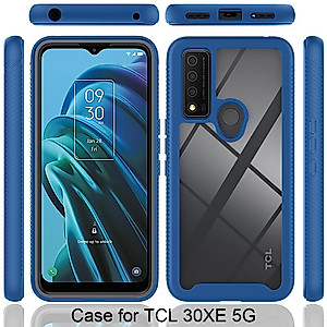 Asuwish Phone Case for TCL 30XE/30V/4X/20AX/20A/20R/Bremen 5G with Tempered Glass Screen Protector Hybrid Rugged Protective Cell Cover TLC T601DL 30 XE XE5G V 20 AX R A 6.67 Women Men Blue