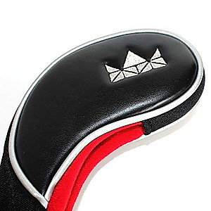 Craftsman Golf 12pcs Golf Iron Putter Head Covers Headcover Set Black & Red Fit All Brands Callaway, Ping, Taylormade, Cobra, Etc.