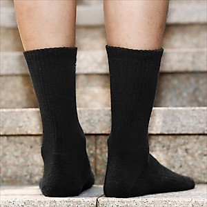 YUEDGE Men's Gym Tennis Running Training Athletic Socks Moisture Wicking Cotton Cushioned Crew Socks Black Tall Mens Socks For Men Plus Size 10-13, 6 Pairs