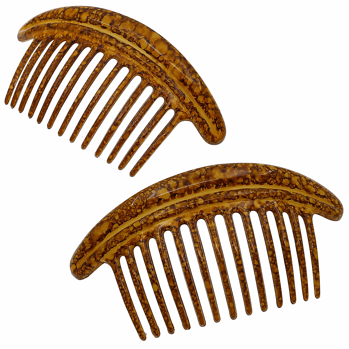 Camila Paris CP3329 French Hair Side Combs Amber Interlocking Combs French Twist Hair Combs, Strong Hold Hair Clips for Women Bun Chignon, Up-Do Styling Girls Hair Accessories Made in France
