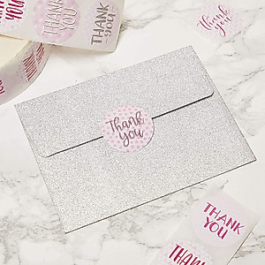 Pink Thank You Sticker Roll, Round Labels (1.5 Inches, 1000 Pack)