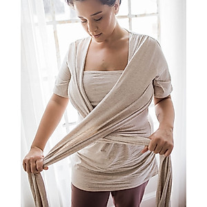 Kindred Bravely Organic Cotton Skin to Skin Wrap Top | Kangaroo Shirt for Mom and Baby (Oatmeal Heather, Medium)