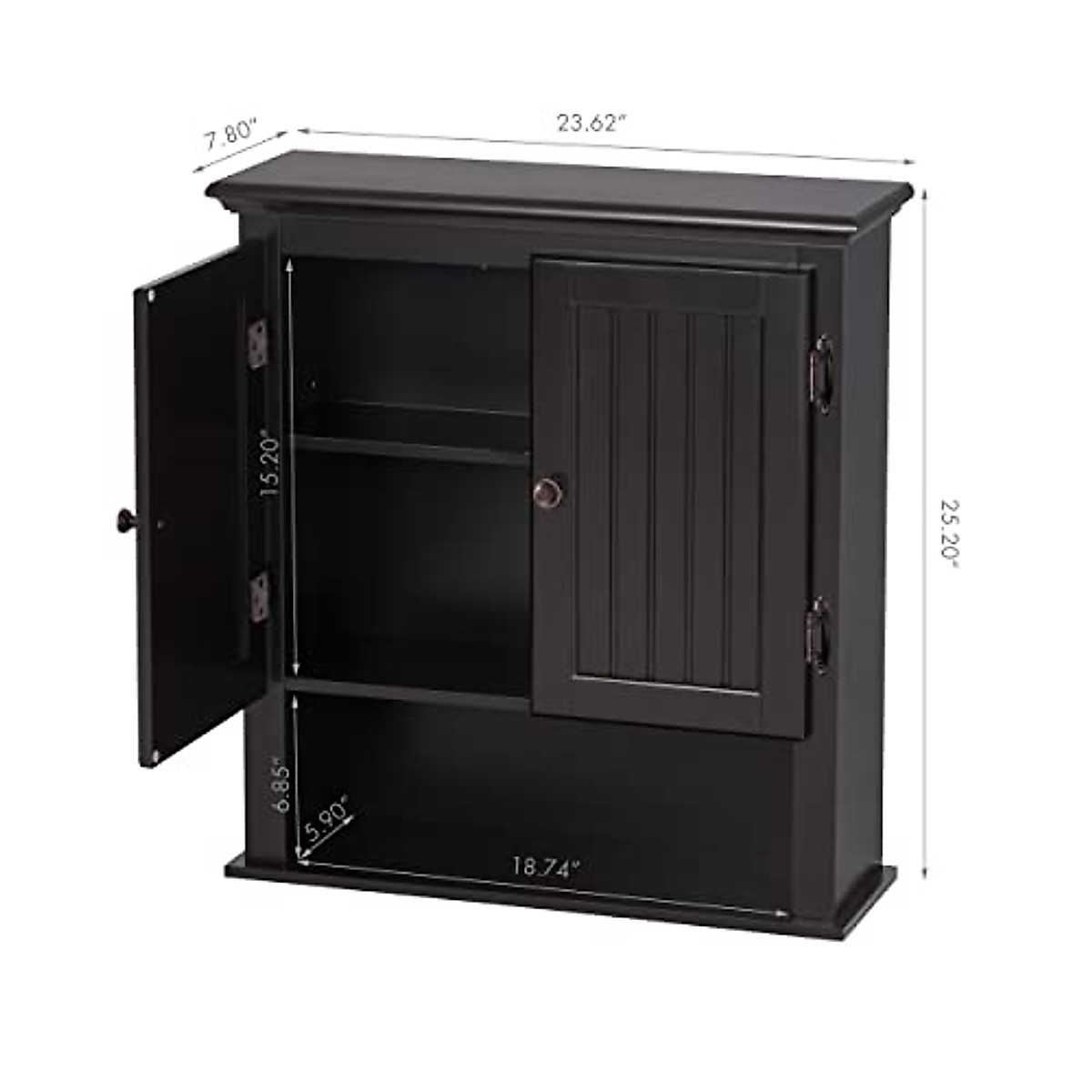 UTEX Bathroom Cabinet Wall Mounted, Wood Hanging Cabinet, Wall Cabinets with Doors and Shelves Over The Toilet for Bathroom,Espresso