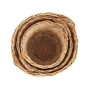Creative Co-Op Woven Rattan Storage, Set of 3 Sizes, Natural Basket