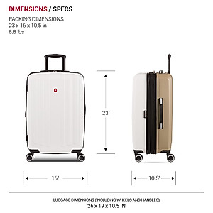 SwissGear Duet Hardside Expandable Luggage with Spinner Wheels, Ivory/Taupe, Checked-Medium 24-Inch