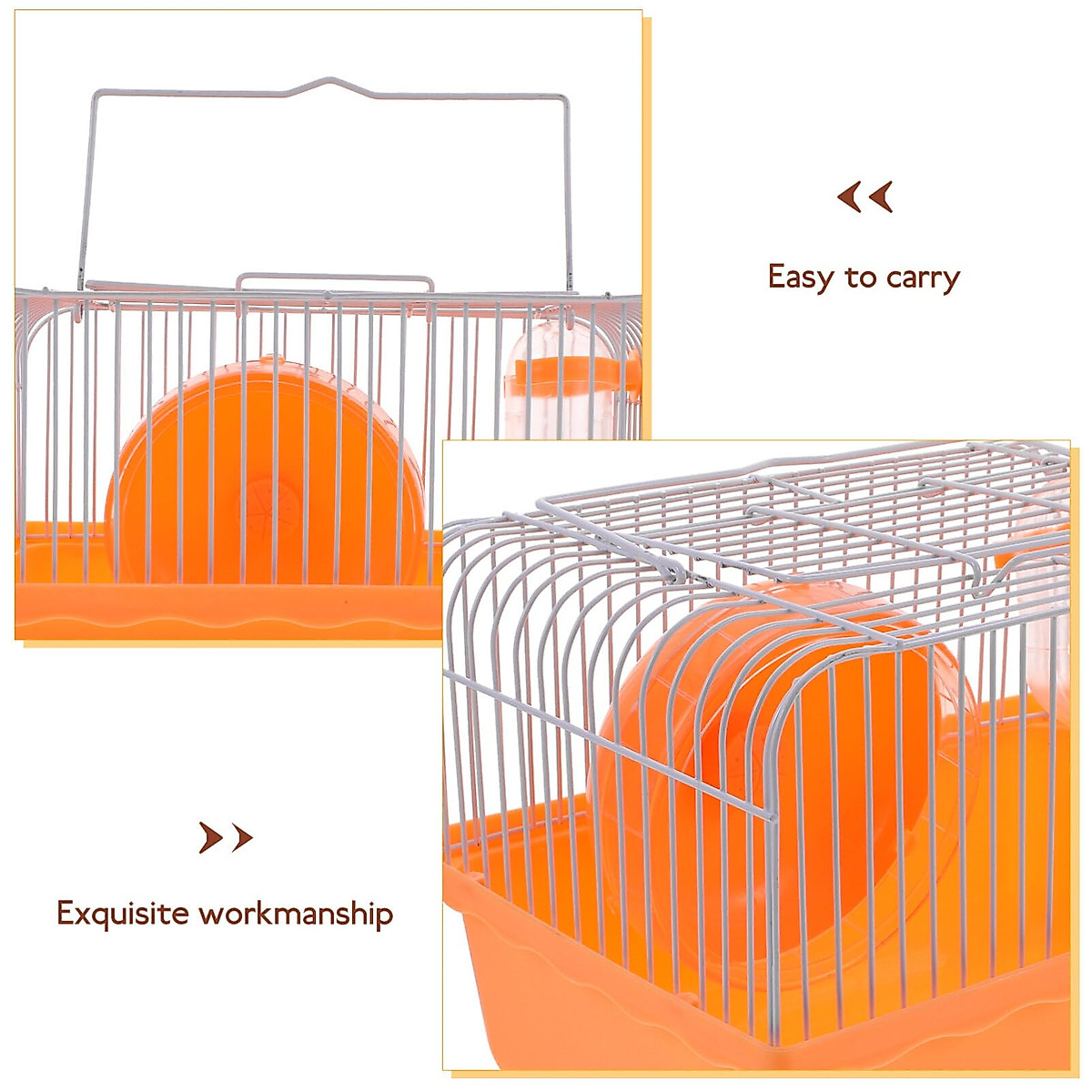 ULTECHNOVO Chinchilla Cage Hamster Carrier Guinea Pig Travel Cage with Wheel and Water Bottle- Small Animal Cage Small Devil Hamster Carry Cage Guinea Pig Toys Hamster Enclosure