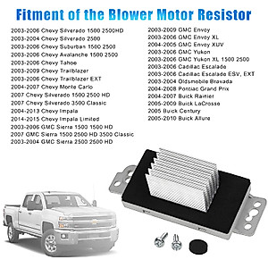 15-81773 HVAC Fan Blower Motor Resistor Kit with Harness Compatible with Chevy Silverado Tahoe Suburban Avalanche Trailblazer GMC Sierra Envoy Yukon XL Replaces 89018778, 89019351, 19260762, RU-631