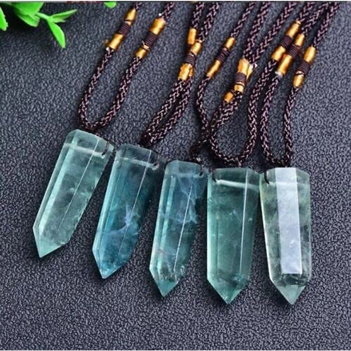 1 pc Green Fluorite Hexagon Pendant Necklace Natural Crystal Point Charm