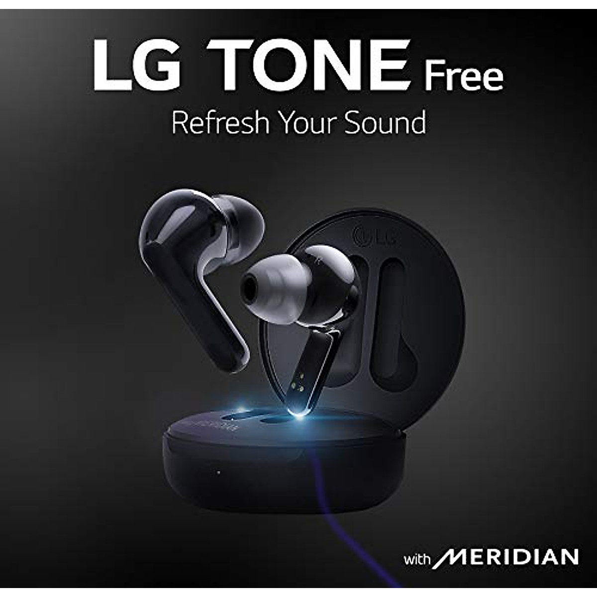LG TONE Free FN4 - True Wireless Bluetooth Earbuds with Meridian Sound, Hypoallergenic Medical-Grade Ear gels, Noise Reduction with a close fit, Dual Microphone for Work/Home Office, Black