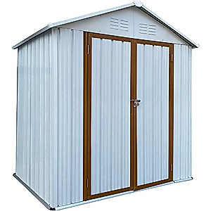 EMKK 4FTx6FT Storage Sheds Outdoor, Utility Steel Tool Sheds for Garden Backyard Lawn, Large Patio House Building with Lockable Door