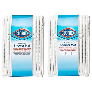 Clorox by Duck Brand Cushioned Foam Shower Mat, Non Slip Bathtub Mat with Suction Cups, Fits Square Shower Stalls, 21' x 21", White, 2 Pack