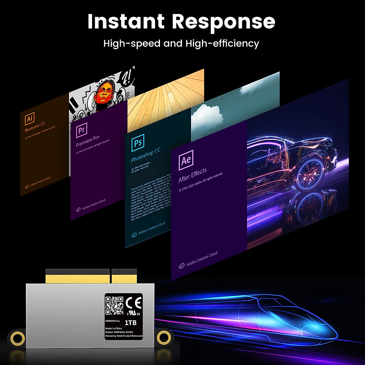 INDMEM NVMe PCle SSD 1TB 3D TLC Flash Hard Drive with Tools for Upgrade 2016 2017 13" MacBook PRO A1708（EMC 2978/3164 Non-Touch Bar Models(Late 2016-Mid 2017 Year)