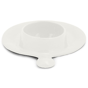 DEMDACO Artisan Divided Glossy Cream 9 x 9 Ceramic Stoneware Soup and Sandwich Plate