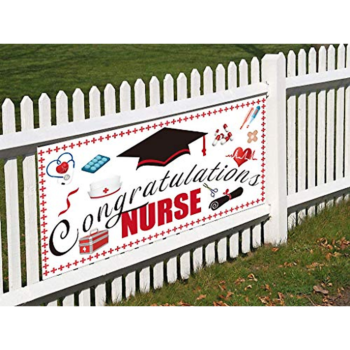 Graduation Nurse Themed Party Banner - Graduation Nurse Party Supplies Wall Decorations Indoor/Outdoor Banners(70" X 40")