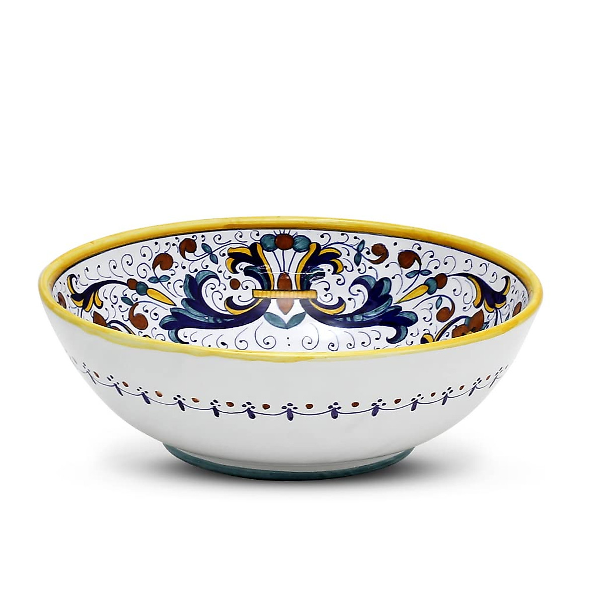 RICCO DERUTA CLASSICO: Large Serving Salad Pasta Bowl [0007-RIC] - Authentic hand painted in Deruta, Italy. Original design. Shipped from the USA with Certificate of Authenticity.
