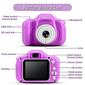 hyleton Kids Selfie Camera Digital,Child Toddler Video Camera Toys for 3 4 5 6 7 8 9 Year Old,Christmas Birthday Gift for Age 3-8 Girls/Boys with 32GB SD Card (Purple)
