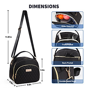 LLEGASTE Adult Cute Small Lunch Bags for Women, Stylish Wide Opening Adults Lunch Boxes for Women, Reusable Womens Lunch Tote Bags for Work, Insulated Lunch Cooler Bag for Women (black)