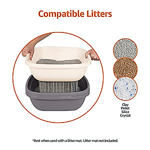 Amazon Basics Sifting Scoop-Free Easy-to-Clean Cat Litter Box, Large, Gray