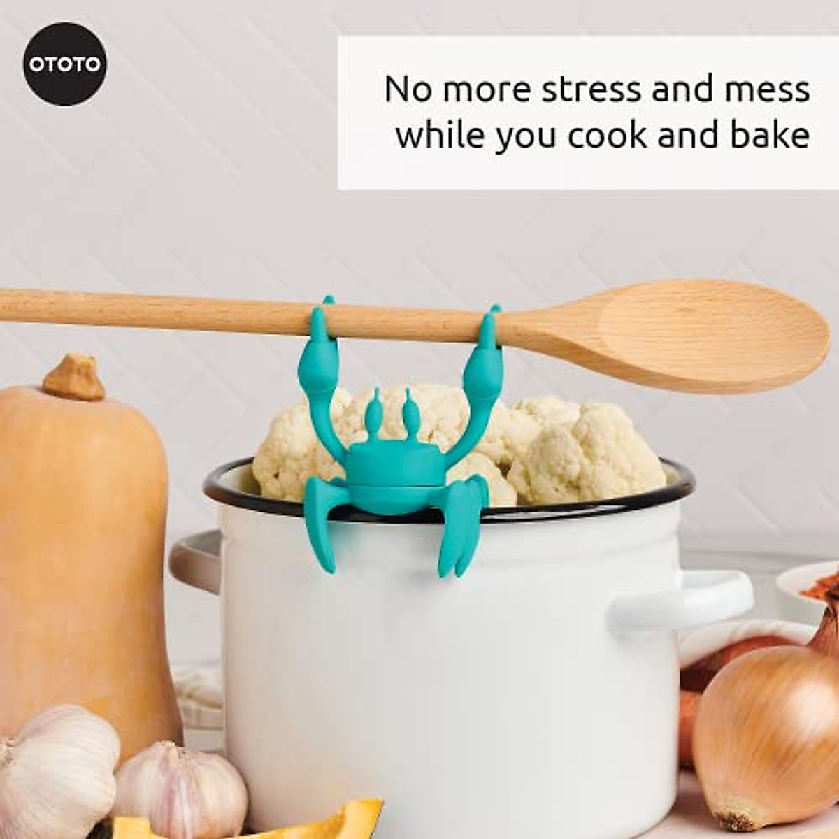 OTOTO Pack of 2 - Aqua the Crab Spoon Rest + Red the Crab Utensil Holder