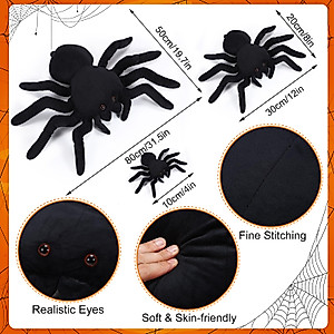 7 Pcs Black Spider Stuffed Animal 1 Giant Mommy Spider Stuffed Animal with 6 Realistic Plush Baby Spiders Plush Spider Pillow Toy Set for Halloween Funny Prank Toy