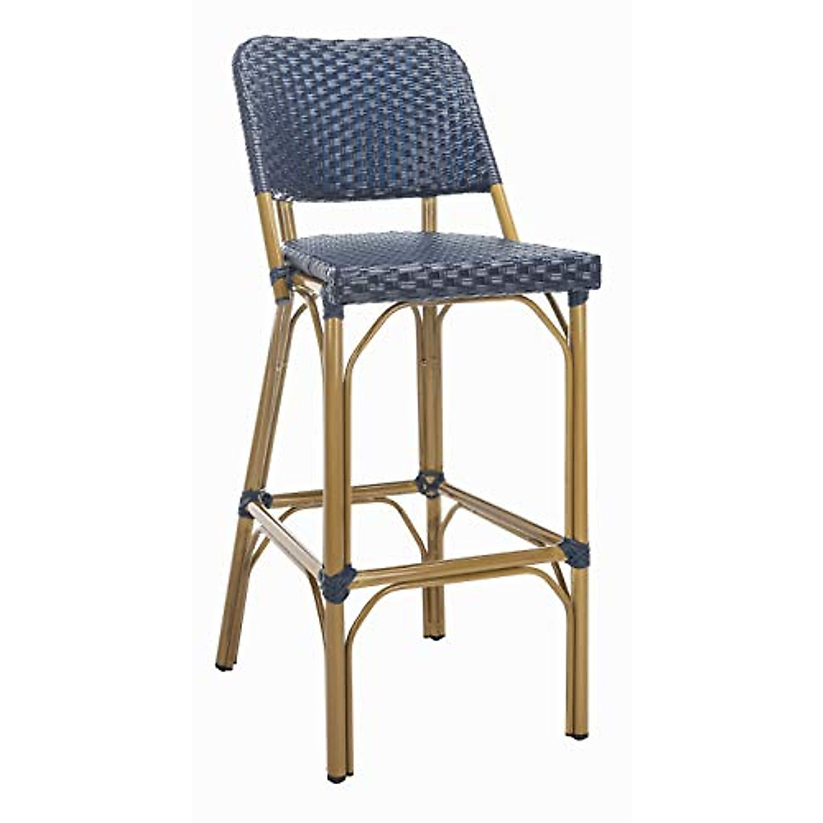 Safavieh Home Collection Deltana Navy Rattan Indoor/Outdoor Bar Stool,